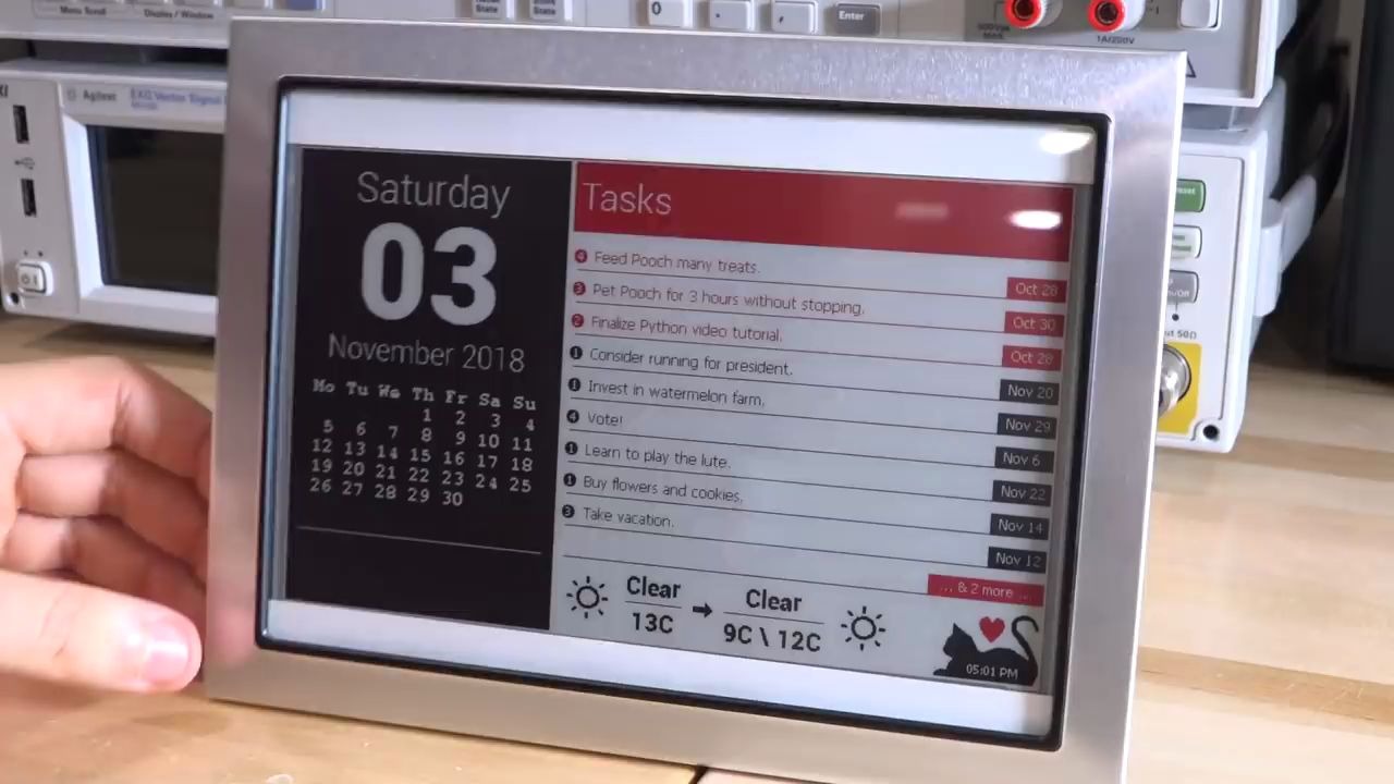 ...python树莓派 esp8266 微雪7.5寸电子墨水屏 天气时钟日历 任务备忘录