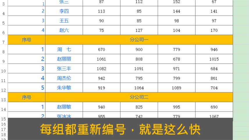 EXCEL数据统计 序号自动填充 删除序号后自动重排