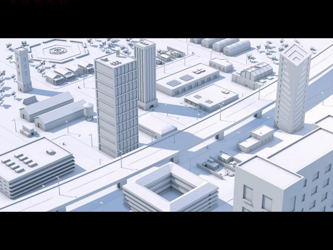 C4D模型低面体城市白模建筑3D建模设计学习素材源文件T310
