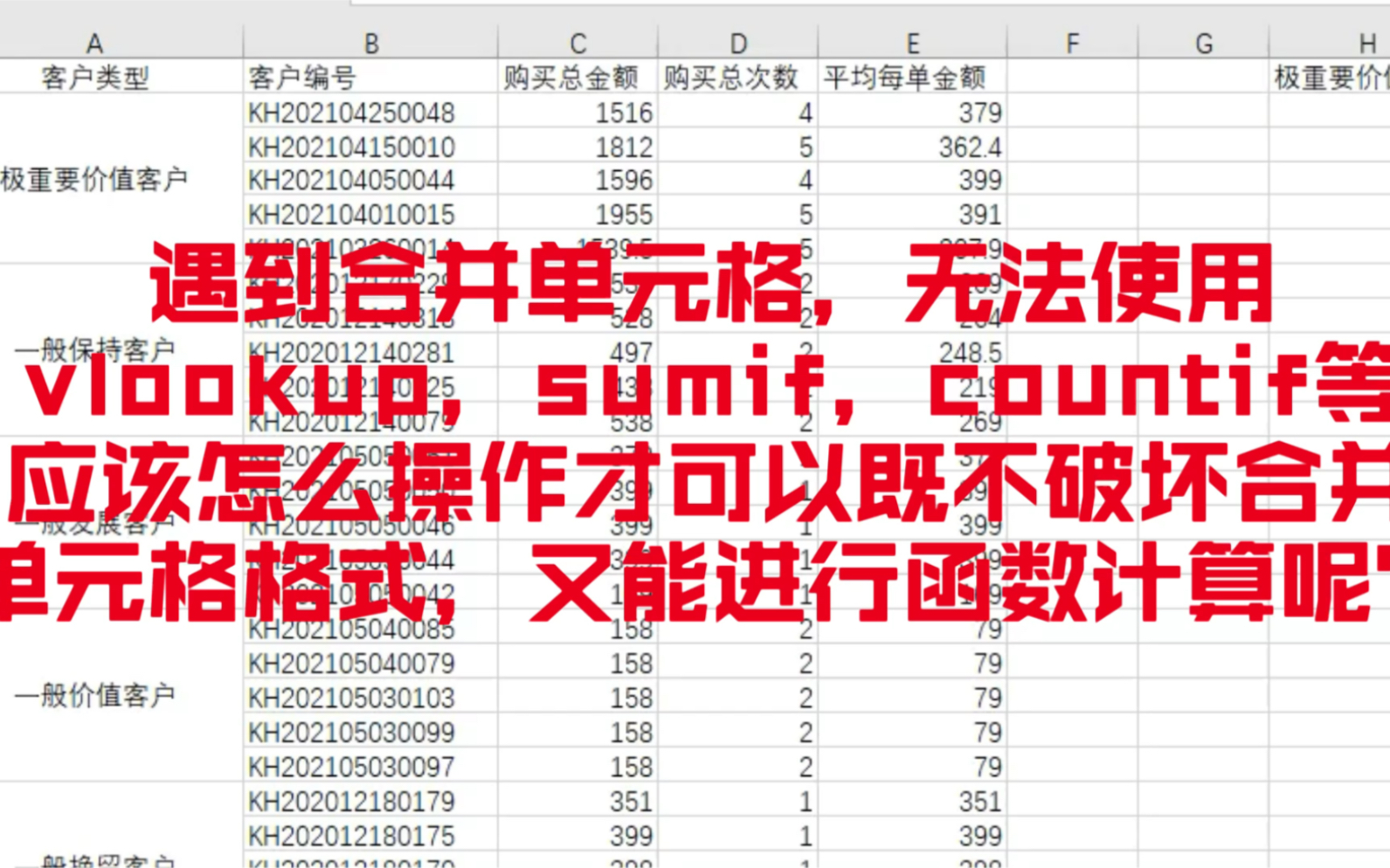 Excel学习第48天:合并单元格无法使用vlookup,sumifs等函数