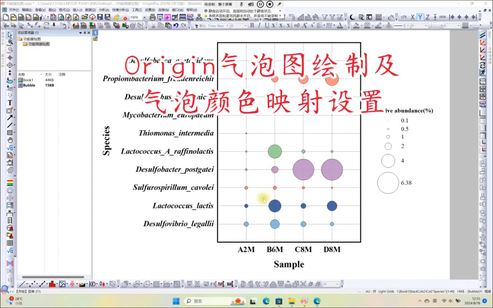 Origin 气泡图绘制过程以及气泡颜色映射的设置记录