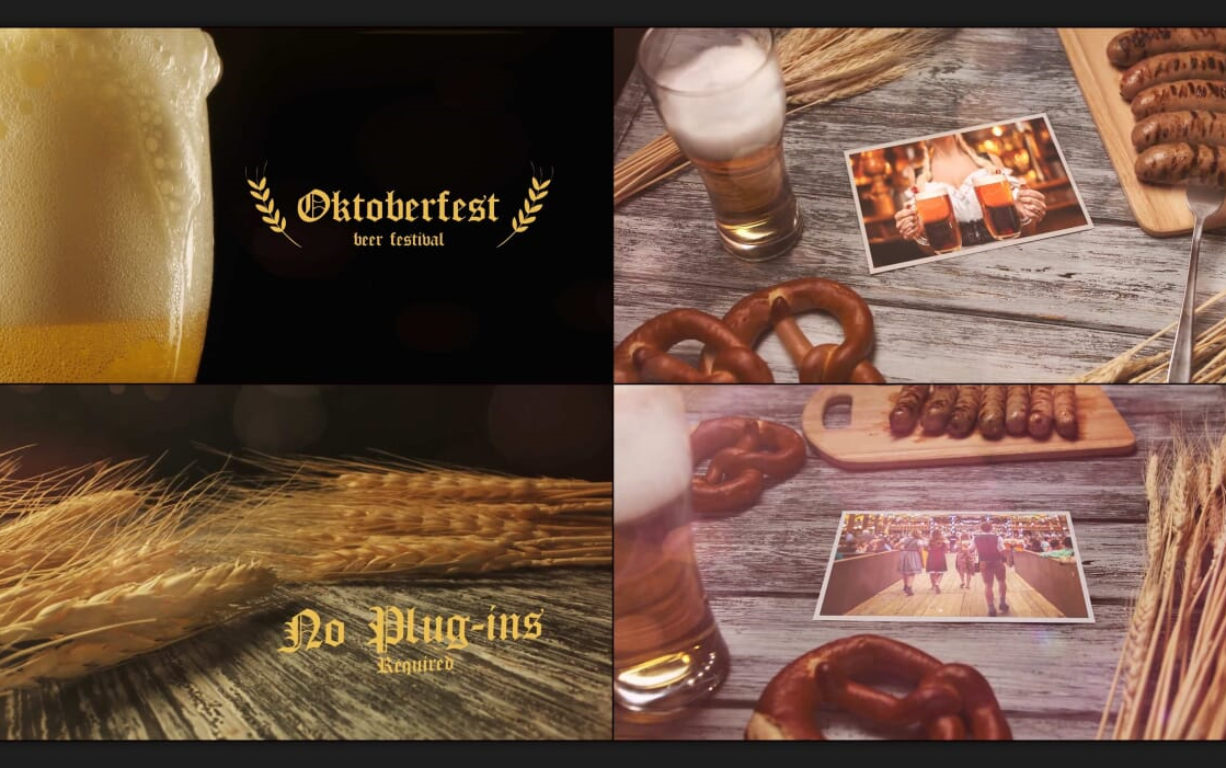 AE模板-青岛啤酒节幻灯片视频 慕尼黑啤酒节 小麦 麦穗4K分辨率!包括...