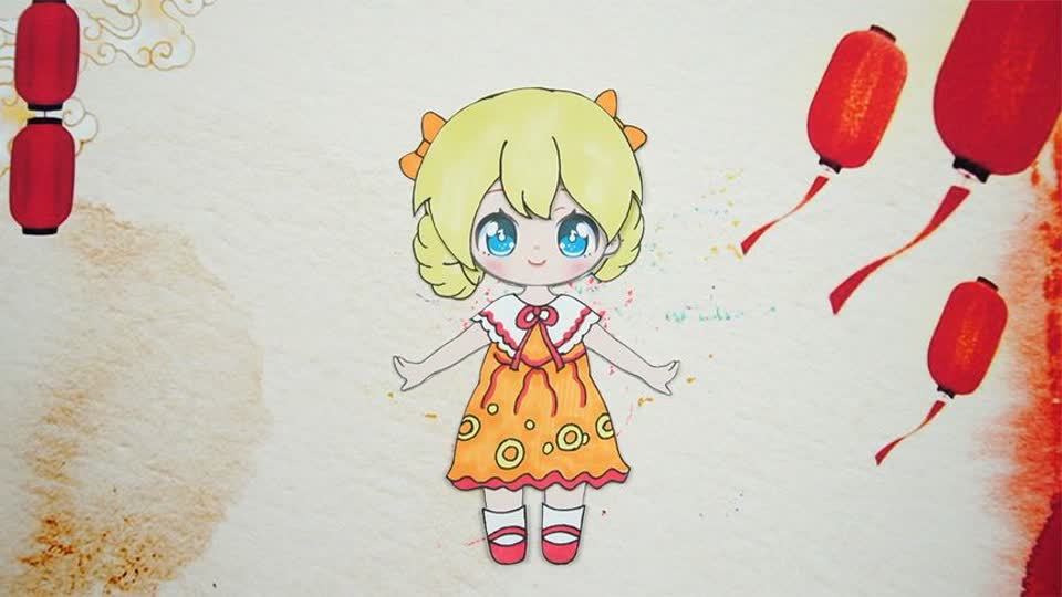 童话计划创意手工,初音未来纸娃娃七色花装