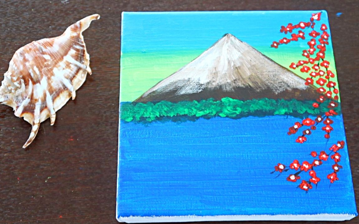 [零基础,手残党丙烯绘画] 雪山梅花 | 简单到爆