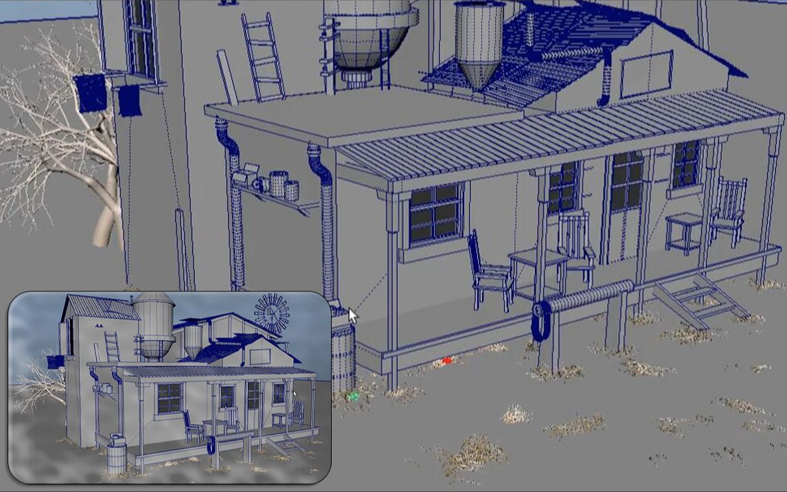 【maya场景建模】大型写实场景模型制作,零基础建模案例讲解