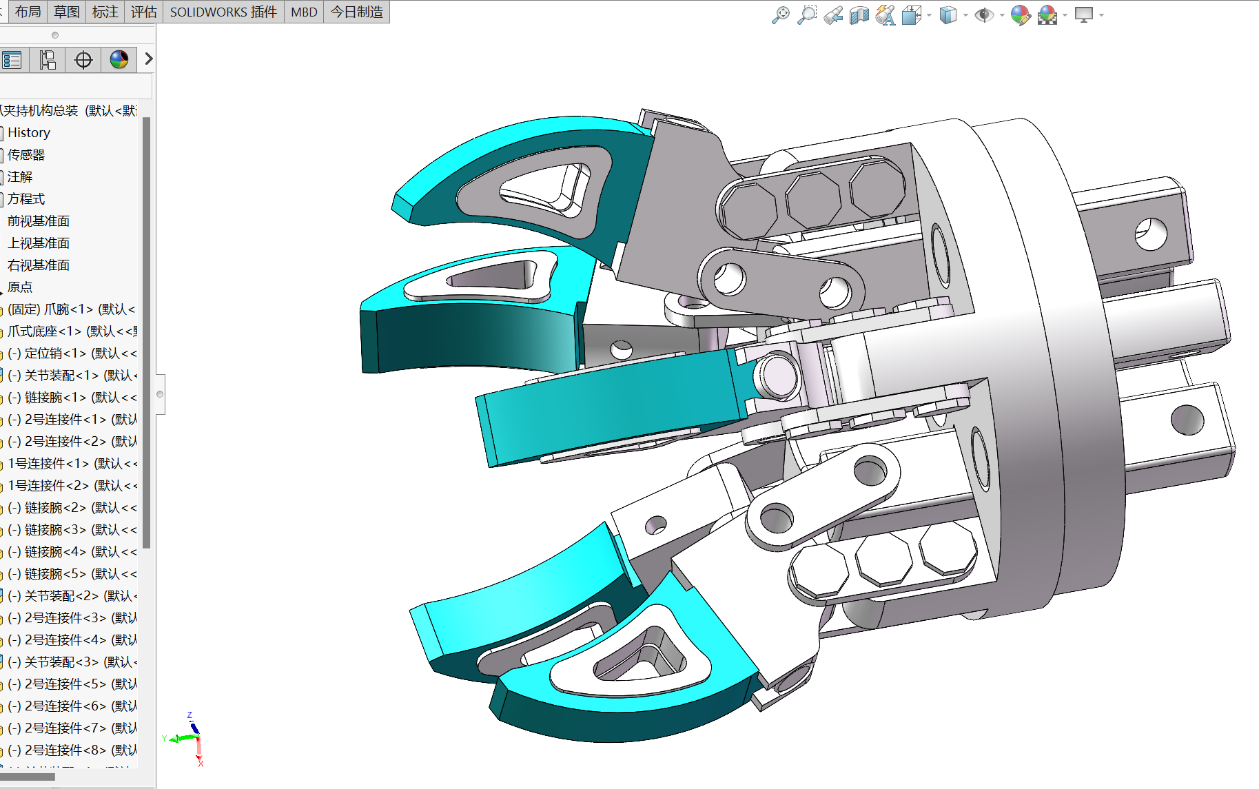 【热乎的SolidWorks实战建模案例】五爪夹持机构SolidWorks三维建模...