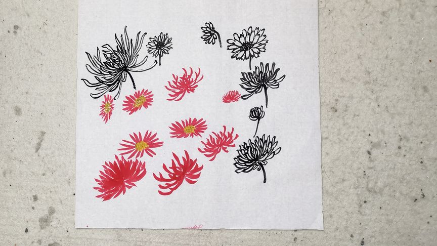 国画教程菊花花头各种画法示范过程