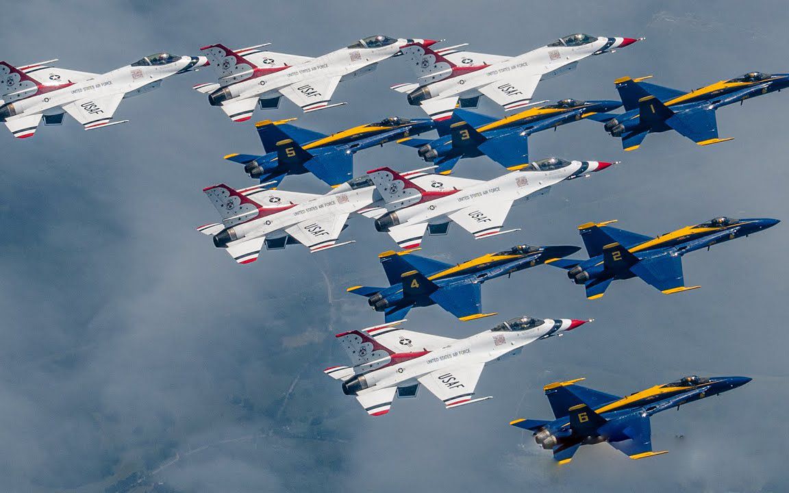 美国海军“蓝天使”和美国空军“雷鸟”,纽约上空飞行致敬新冠工作者