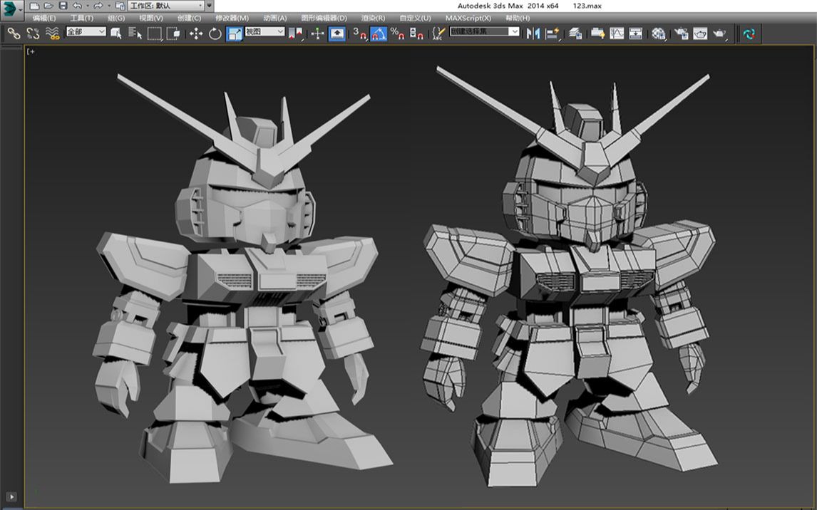 ...详细3dmax“高达”3D建模,教你box开始布线出3D高达模型完整教学
