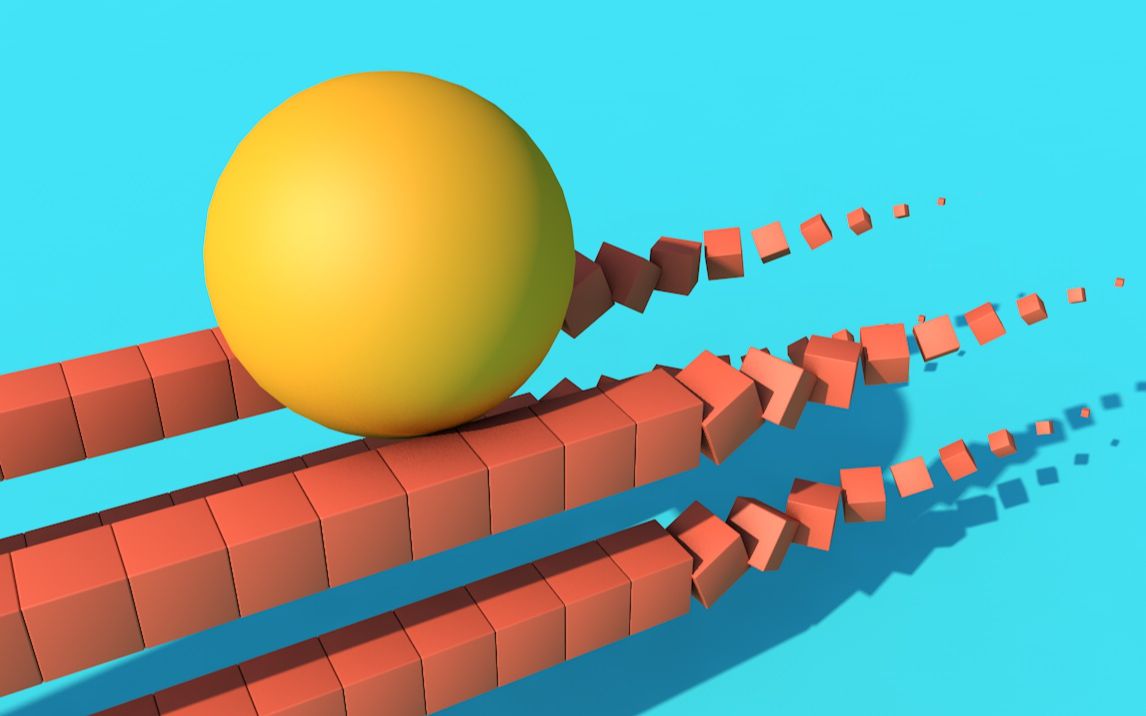 【C4D教程】小球在放大的阶梯上滚动动画 | 线性域和效果器的组合运用