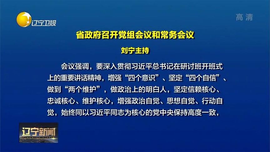 辽宁省政府召开党组会议和常务会议,刘宁主持