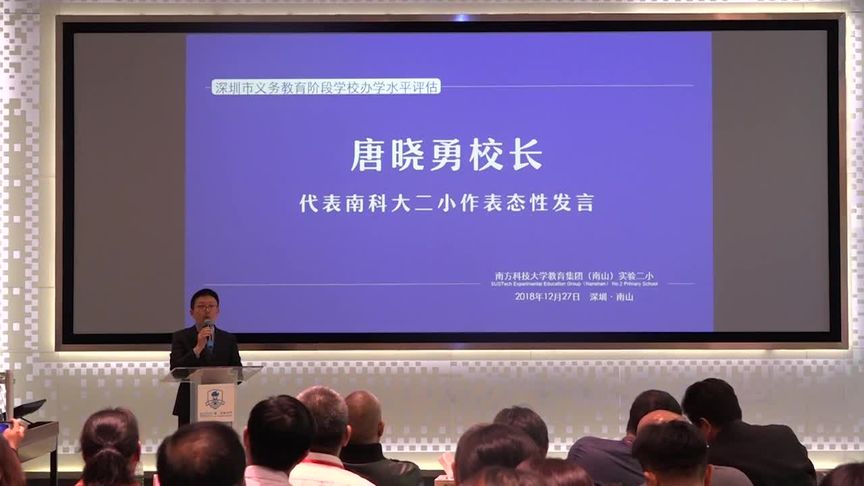 南科大二小办学水平评估唐晓勇校长表态性发言