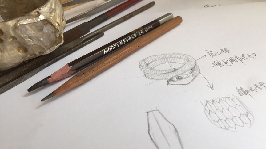 珠宝首饰设计,制作一枚个性的银戒指,首先要画好设计图