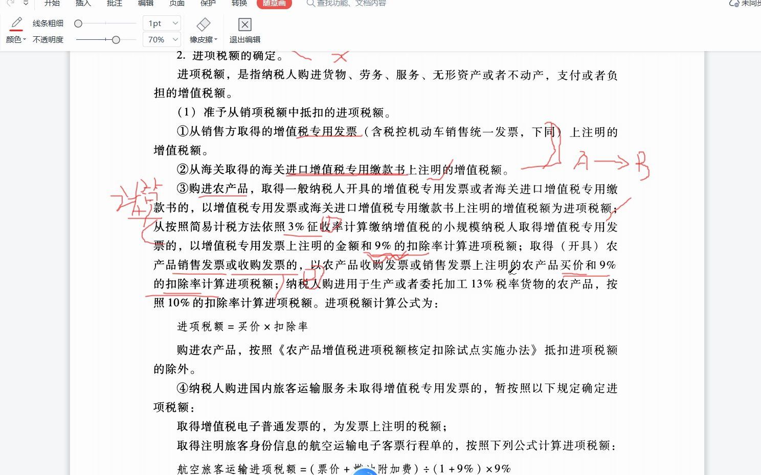 初级经济法手把手P135--进项税额(农产品)
