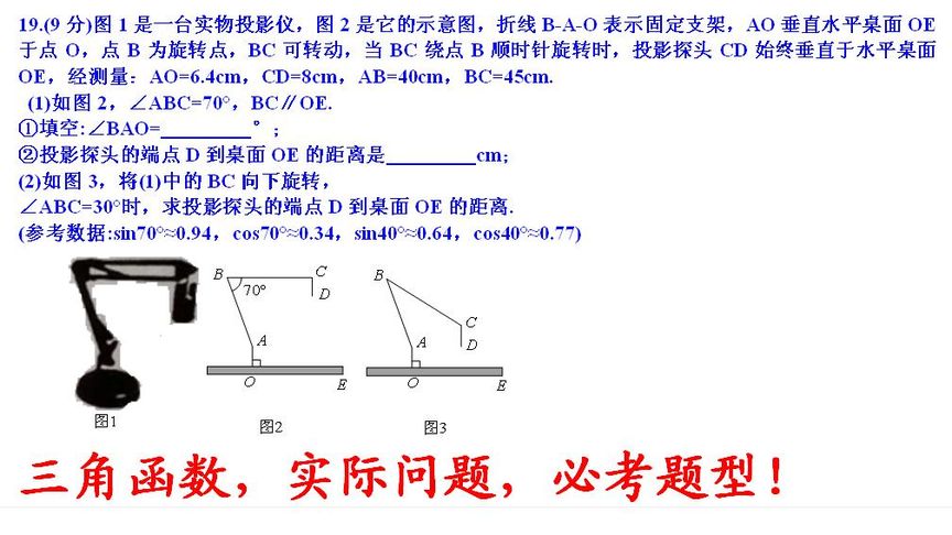 中考必考,3年3考,三角函数,实际问题