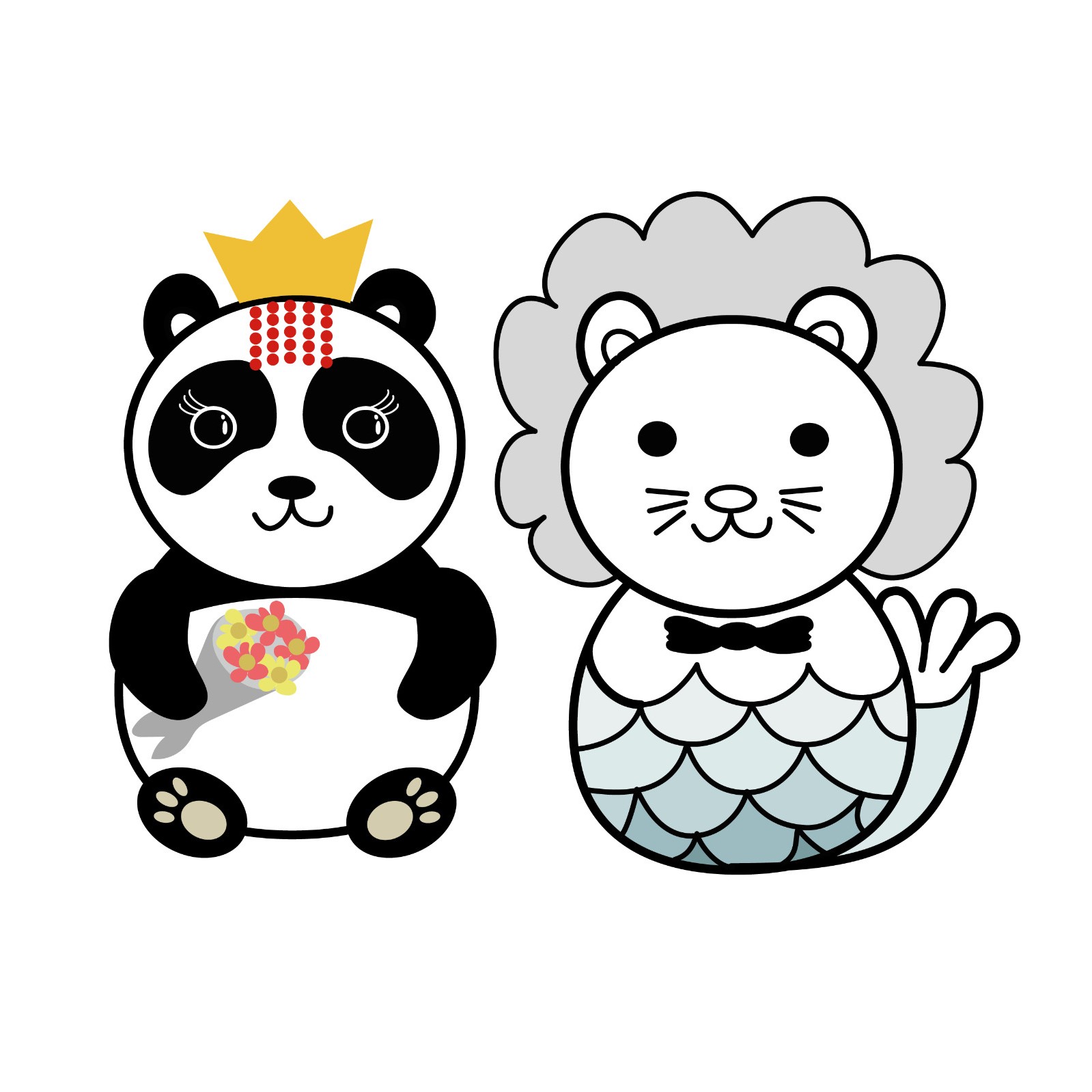 鱼尾狮先生和熊猫小姐 