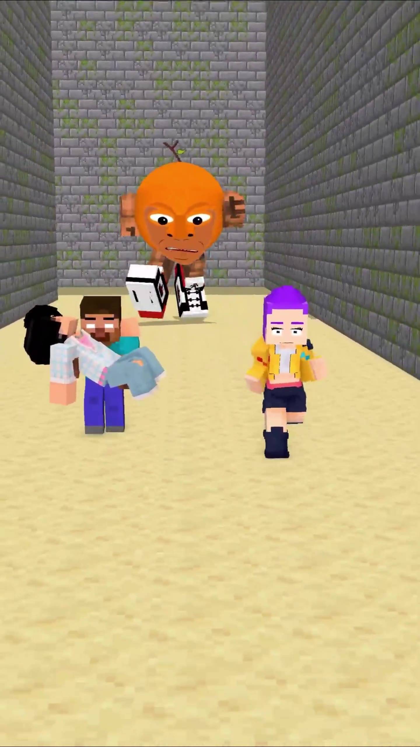 我的世界:他们能逃出肌肉橙子的追击么?