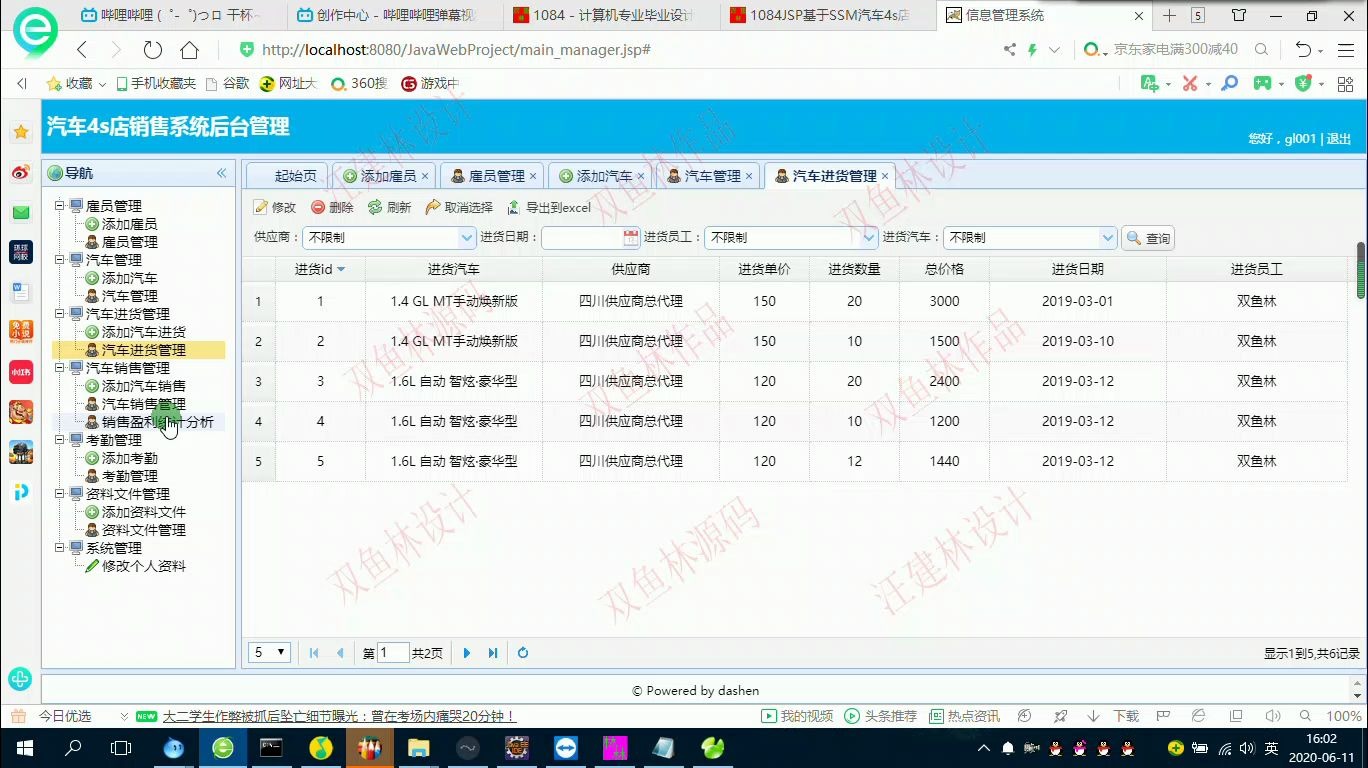 JSP基于SSM汽车4s店销售库存管理系统设计可升级Springboot毕业...
