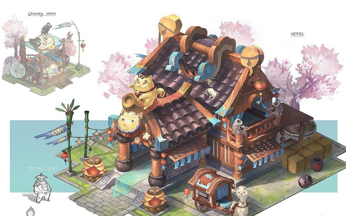 【MAYA场景建模】古风猫猫元素房子,3D建模零基础教程,MAYA零...