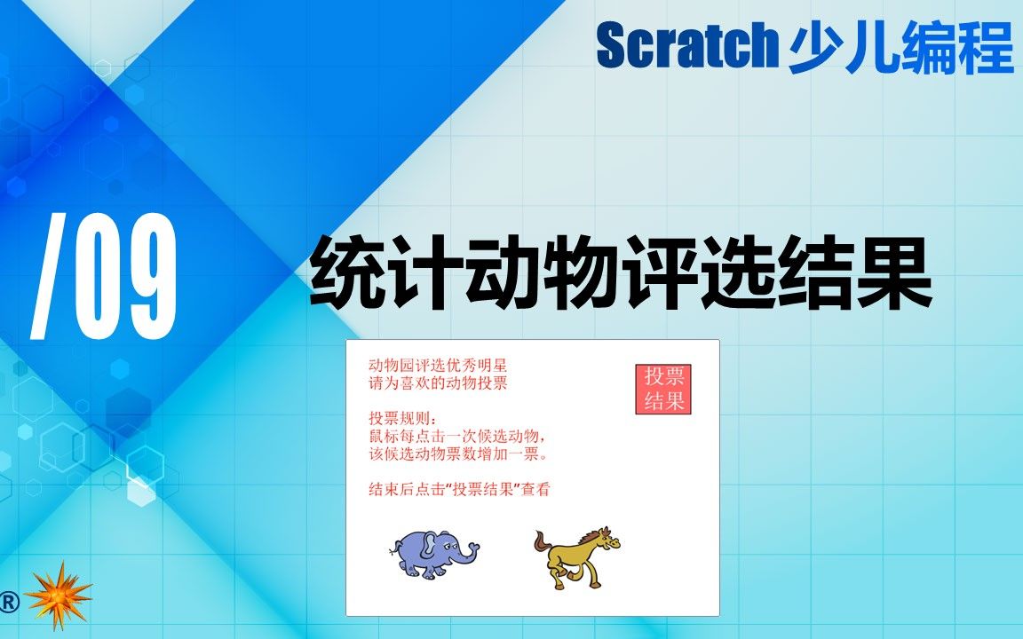 通过掌握变量的使用,统计动物评比投票的情况