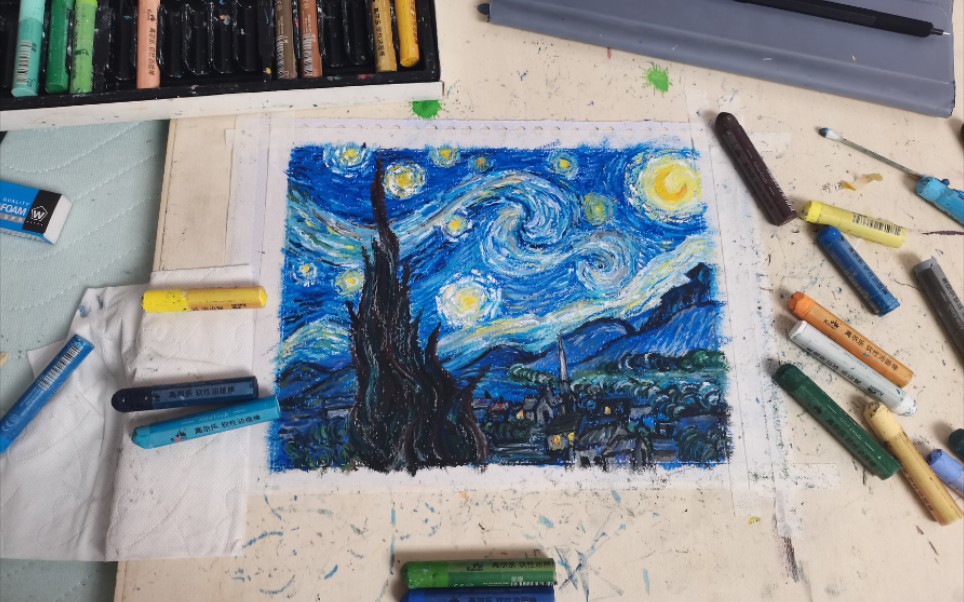 【油画棒零基础】梵高星月夜