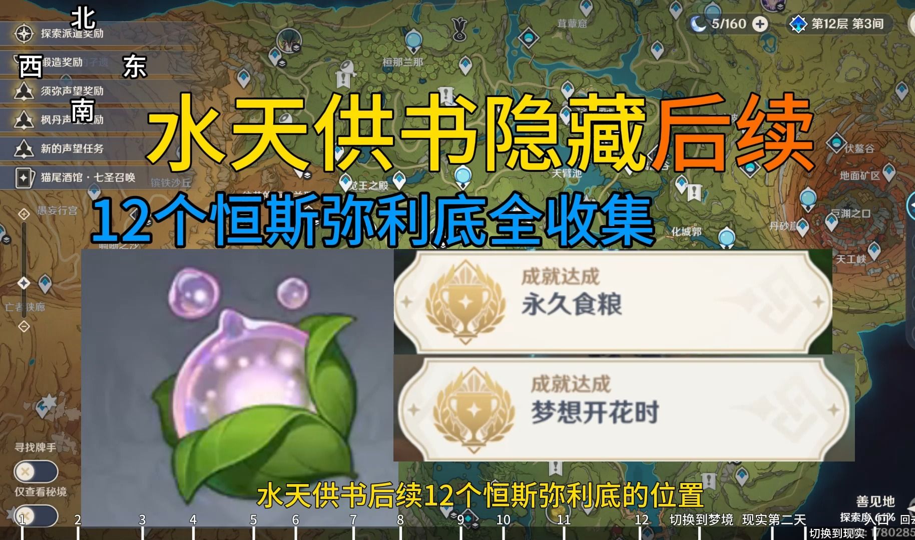原神森林书-【水天供书后续】12个恒斯弥利底全收集,成就:永久食粮、...