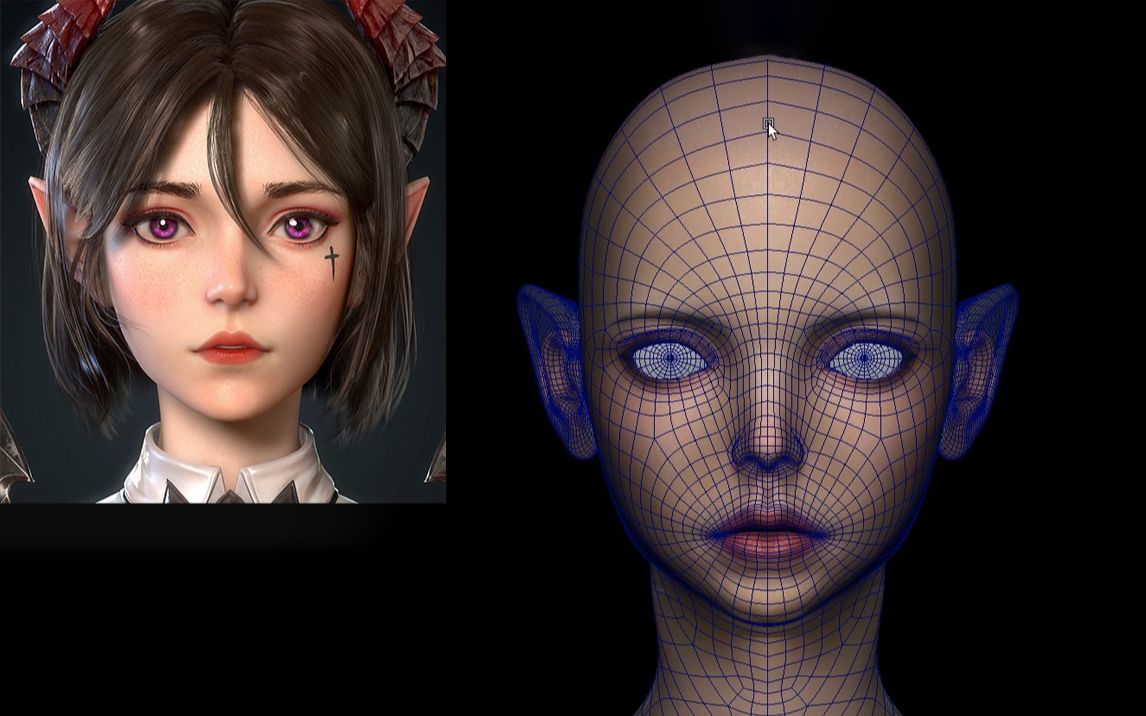 【Maya人物建模】用Maya制作中高模女性头部模型,Maya人物头部中...