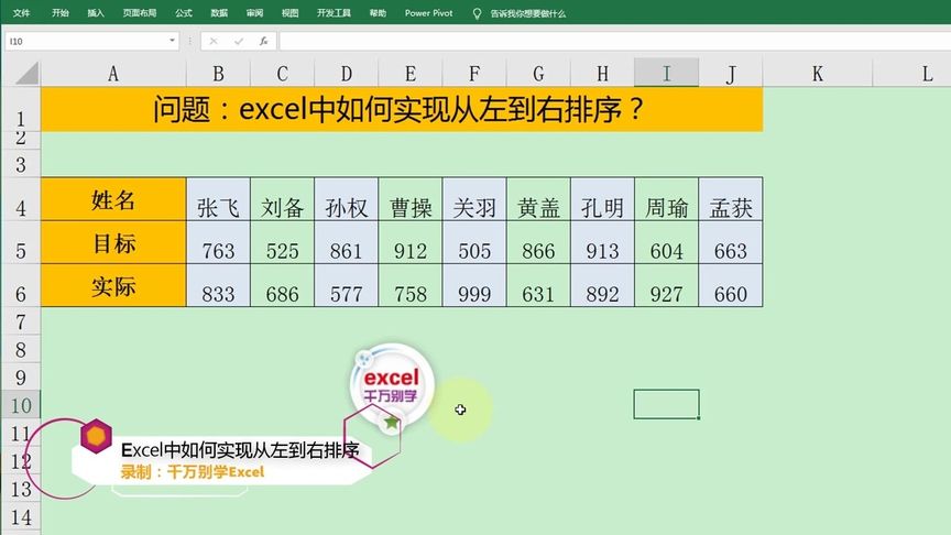 Excel中实现从左到右排序,一键按行排序,简单到没朋友!
