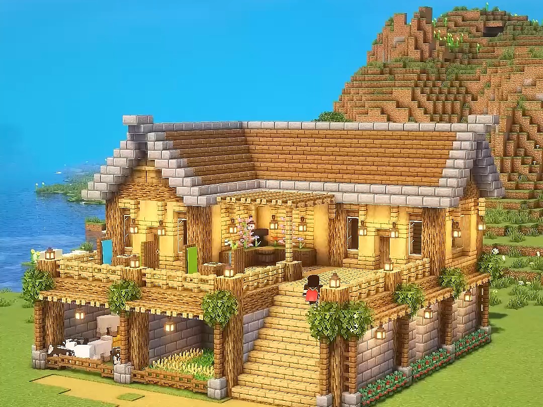 我的世界建筑 新手的终极生存别墅教程_游戏热门视频