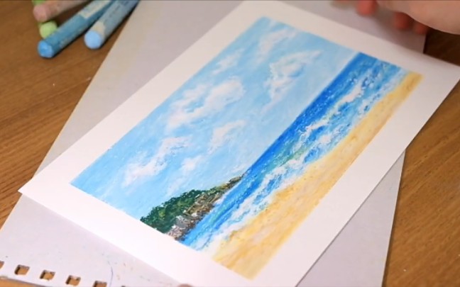 〔油画棒/风景画〕宁静唯美油画棒绘画作品「海.」