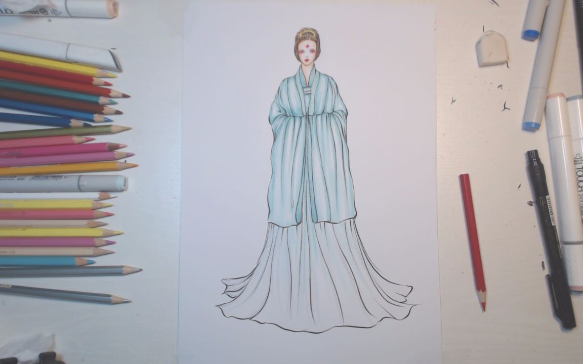 服装手绘效果图 | 古风服饰完整绘制过程,赶紧收藏吧!