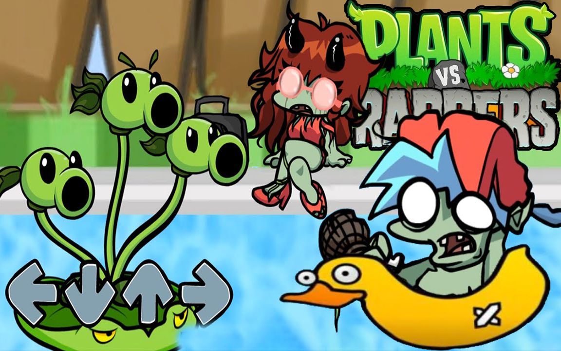 PVZ植物大战僵尸版音游? FNF优质三发射手模组! 小心背后的海草! ...
