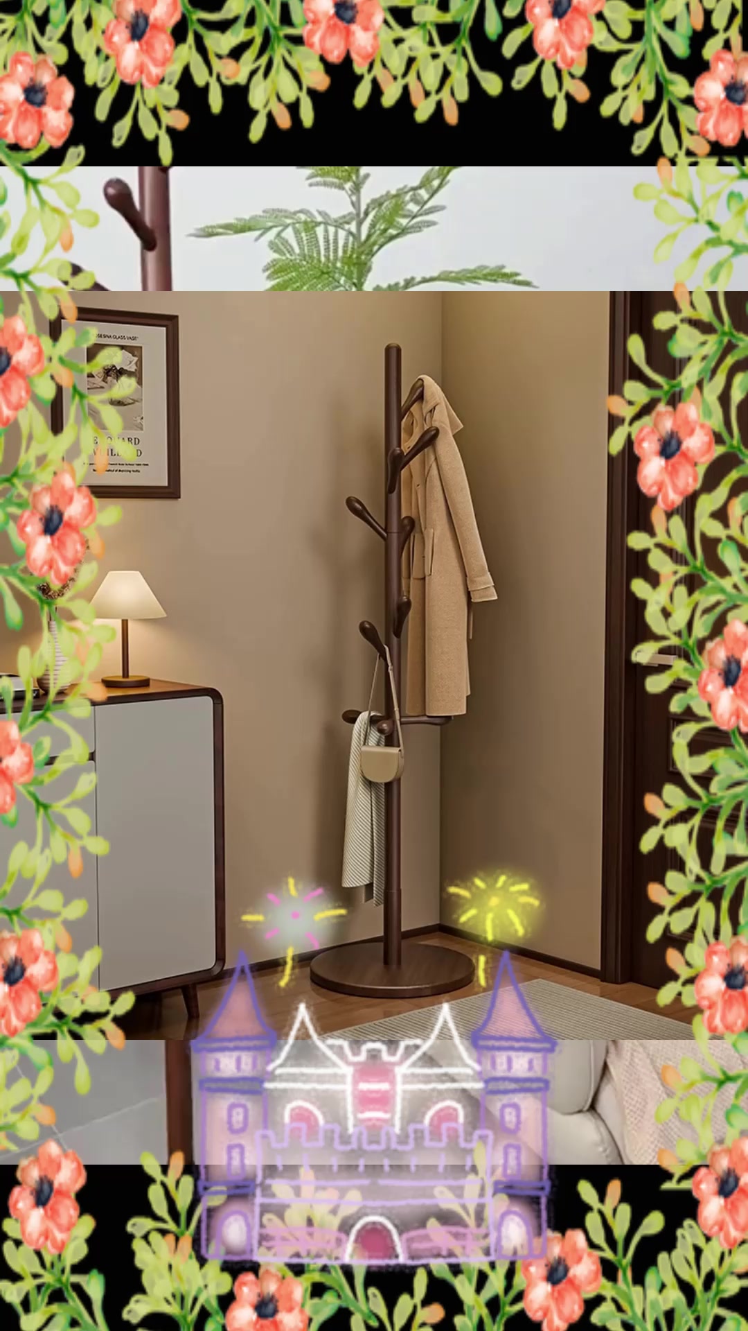 #实木挂衣架 #落地衣帽架 #卧室挂衣杆 #客厅衣帽架 #简易挂衣架 实木...