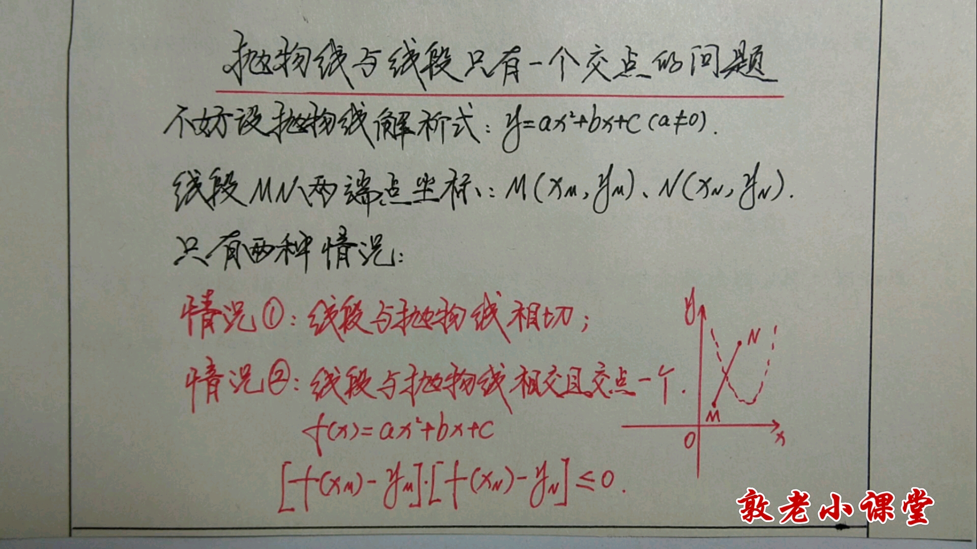 ...”压轴20———抛物线与线段只有一个交点的问题,如何进行公式归纳?