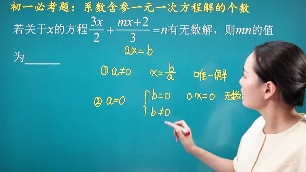 系数含参一元一次方程解的个数