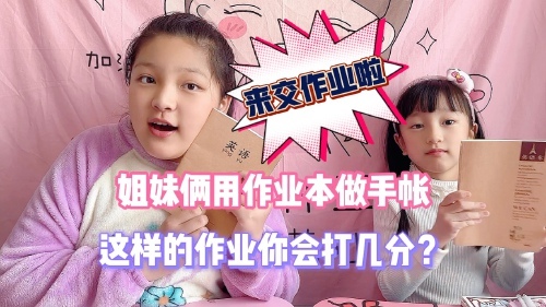来交作业啦!姐妹俩用作业本做手帐!这样的作业你会打几分?