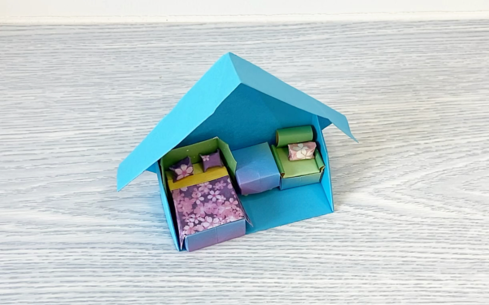 迷你小屋折纸 家具齐全 小屋来了 简单好学 一起来折纸 听说你喜欢我 嘻嘻