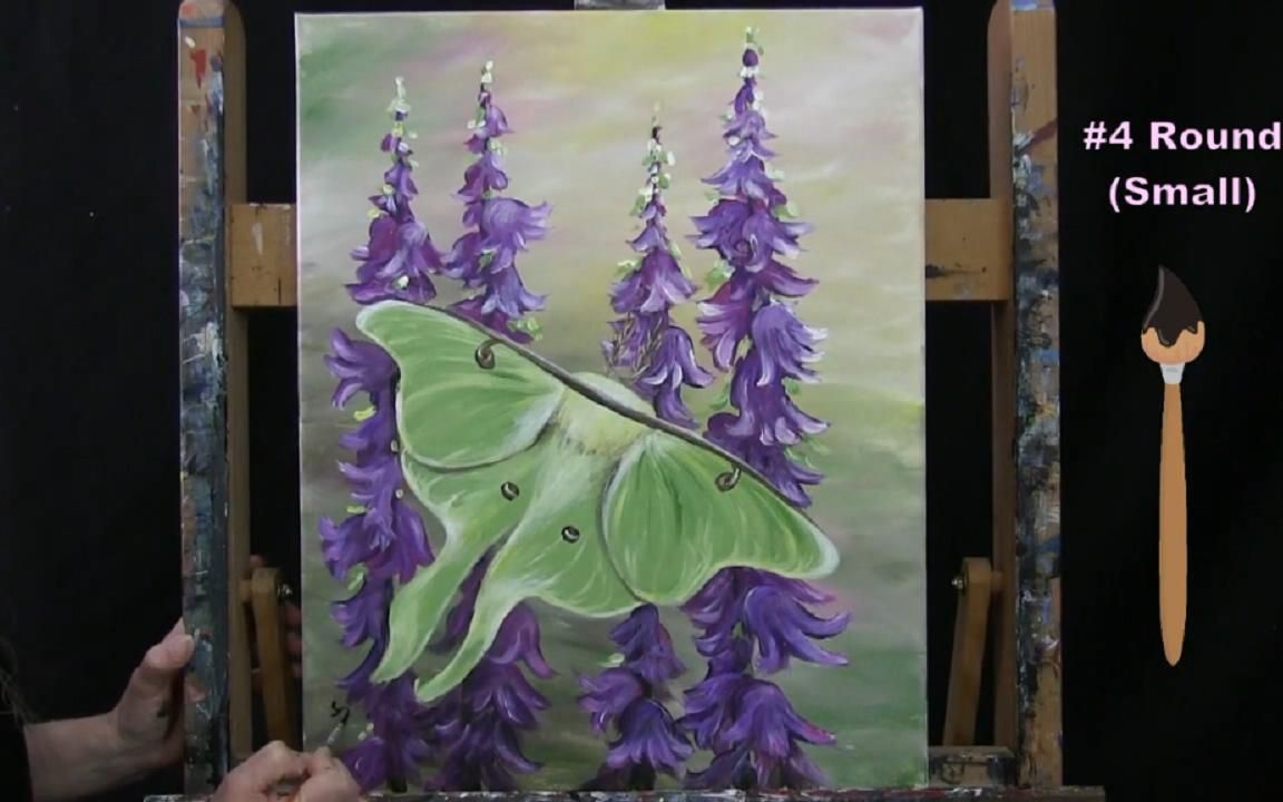 Learn How to Paint LUNA MOTH AND LADYBELLS with Acrylic -Paint ...