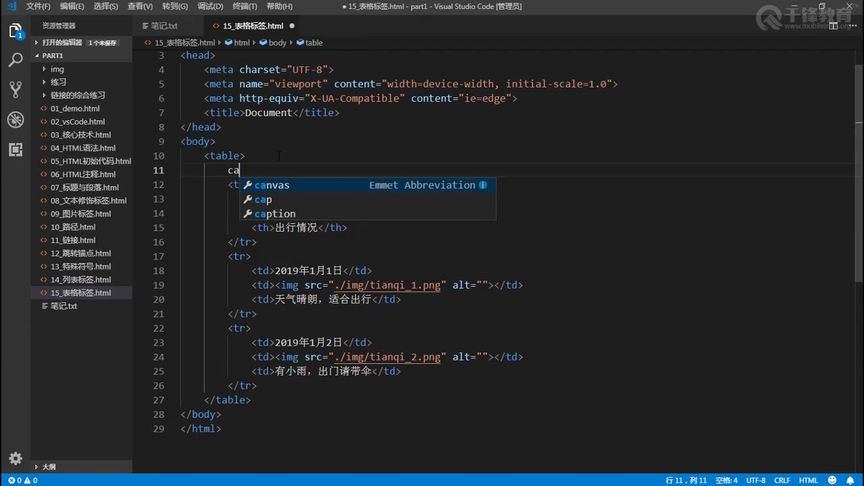 Web前端从入门到精通教程:第22讲,表格标签