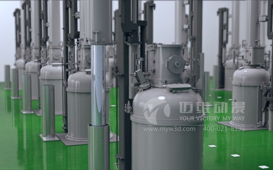 太阳能光伏原材料单晶硅棒加工生产线-工业三维动画制作公司