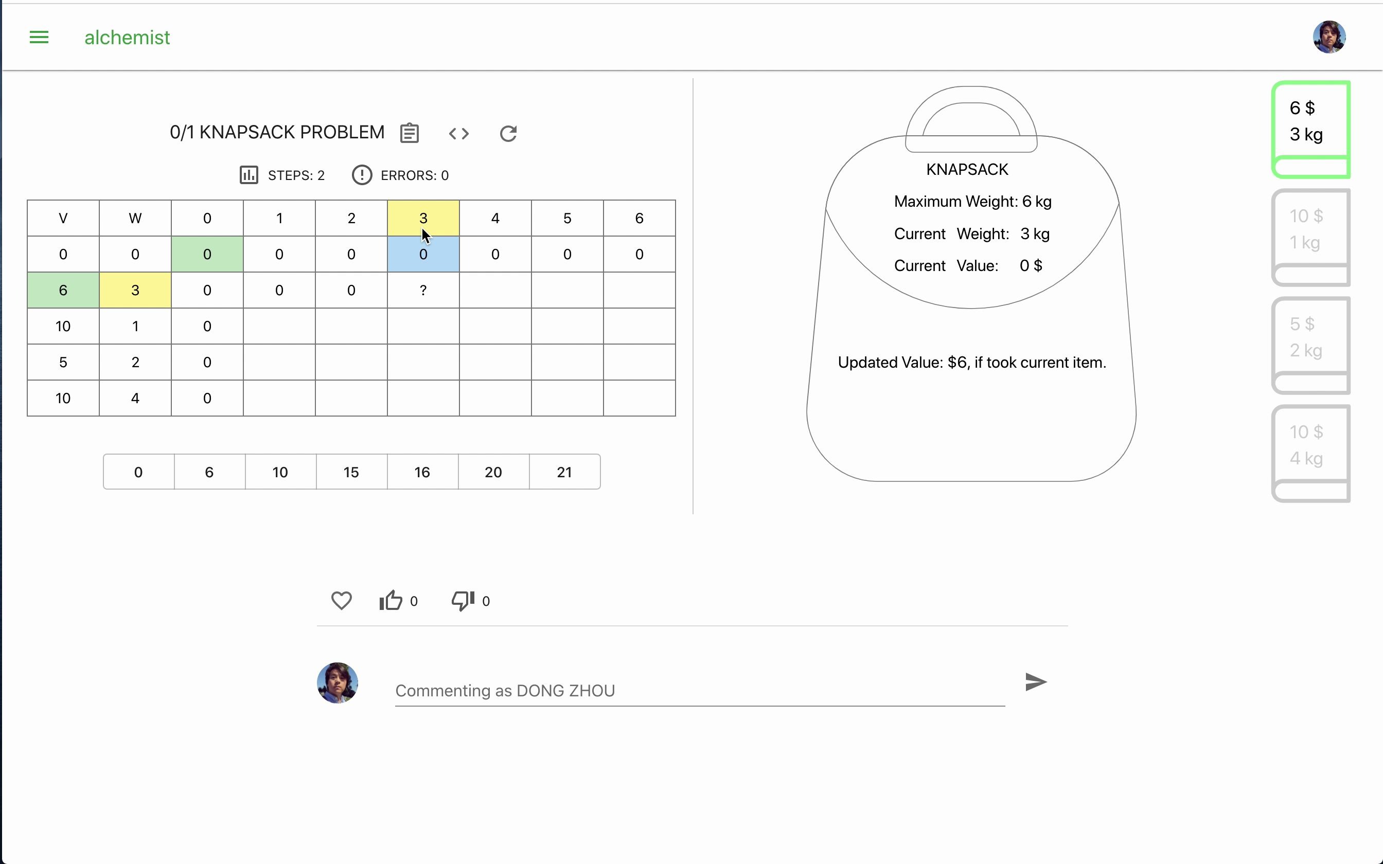 0/1背包问题-动态规划 Knapsack_problem Dynamic Programming