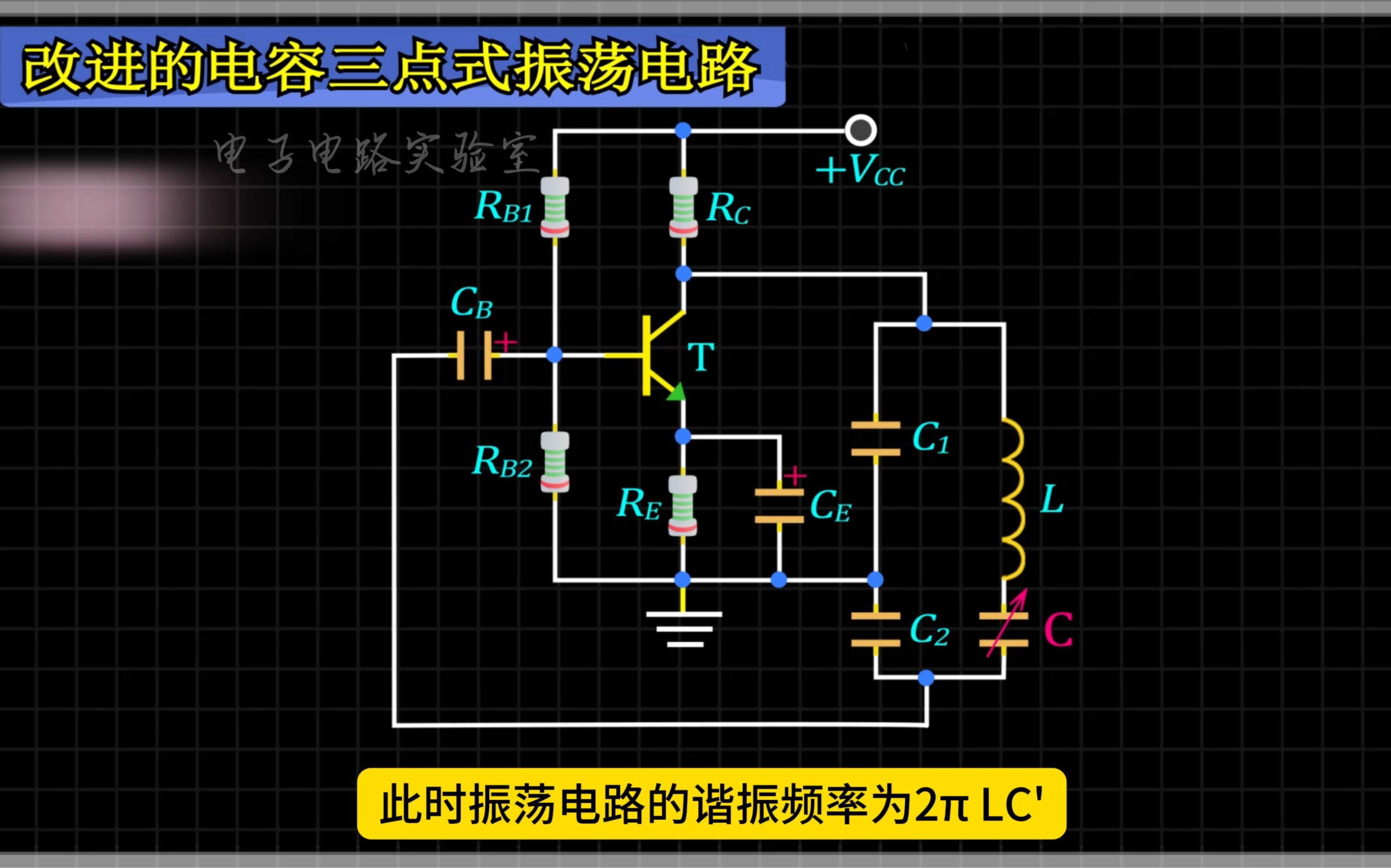 电容三点式振荡电路(二)改进型#电容三点式振荡器 #振荡电路 #三极管