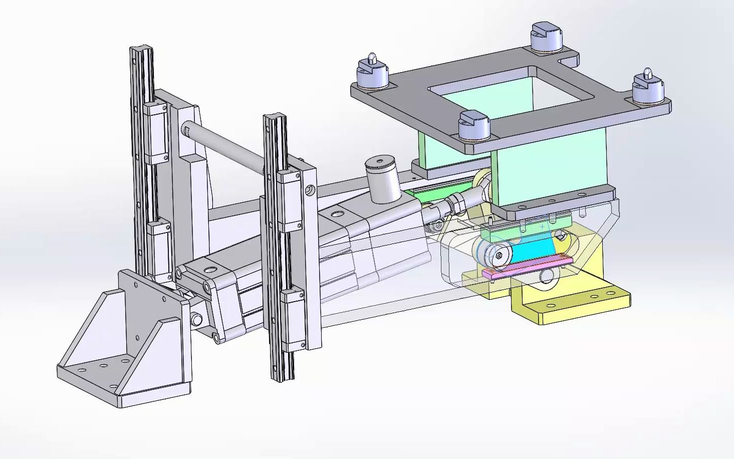 重载气缸顶升机构,连杆驱动才能省力自锁