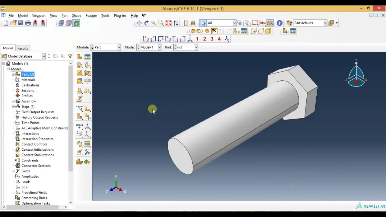 Abaqus教程视频-Abaqus 6.14中的扳手和螺栓零件的建模和装配(...