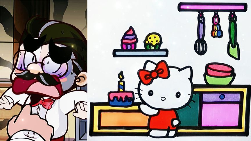 哈喽kitty简笔画涂色,hellokitty简笔画教程