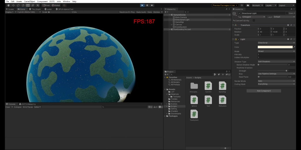 Unity 学习:大气散射,星球,草海,A*寻路,无限地图
