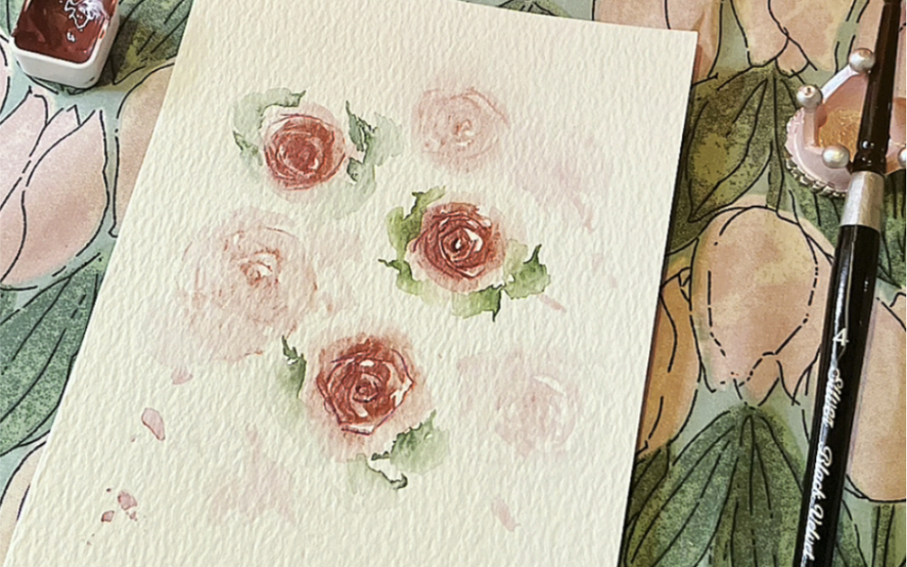 【水彩过程】情人节玫瑰花|超简单的水彩玫瑰画法/新手小白可学