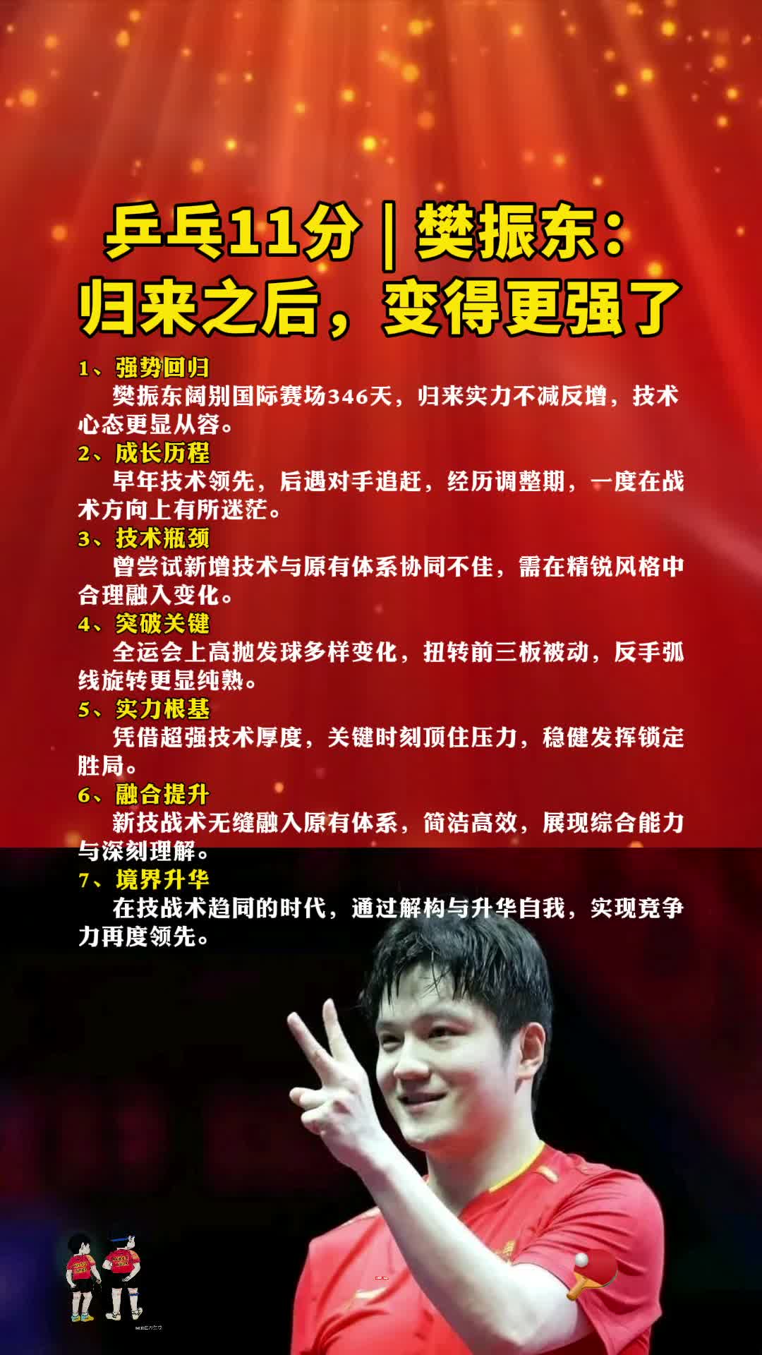 #樊振东 乒乓11分 | 樊振东:归来之后,变得更强了#乒乓球 #世界冠军 #...
