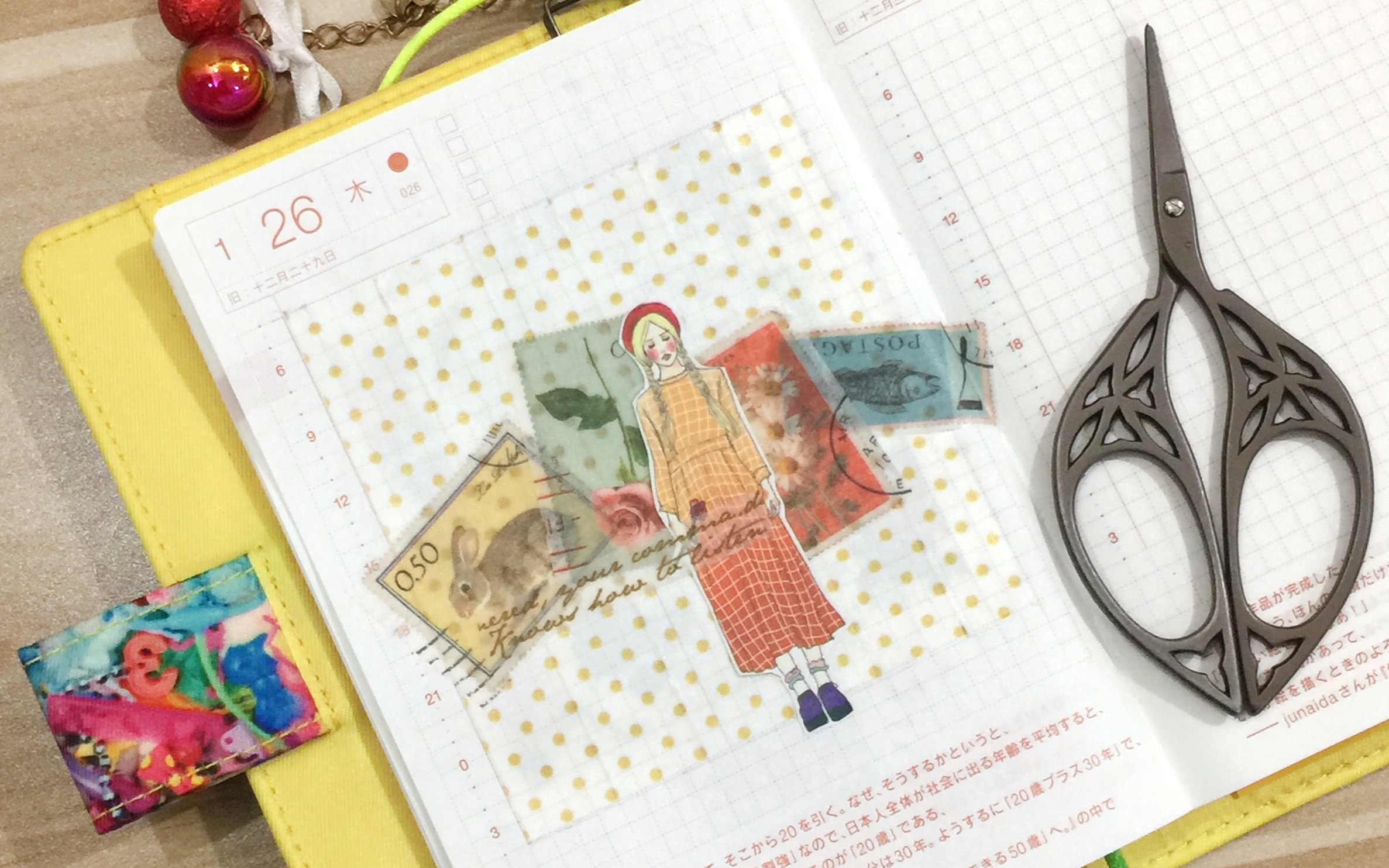 月球桑手帐拼贴:mt持续消耗中(mt金色点点+mt邮票+女子亥贴纸)