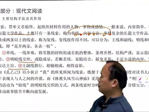 语文知识点;小说阅读-主要结构方法